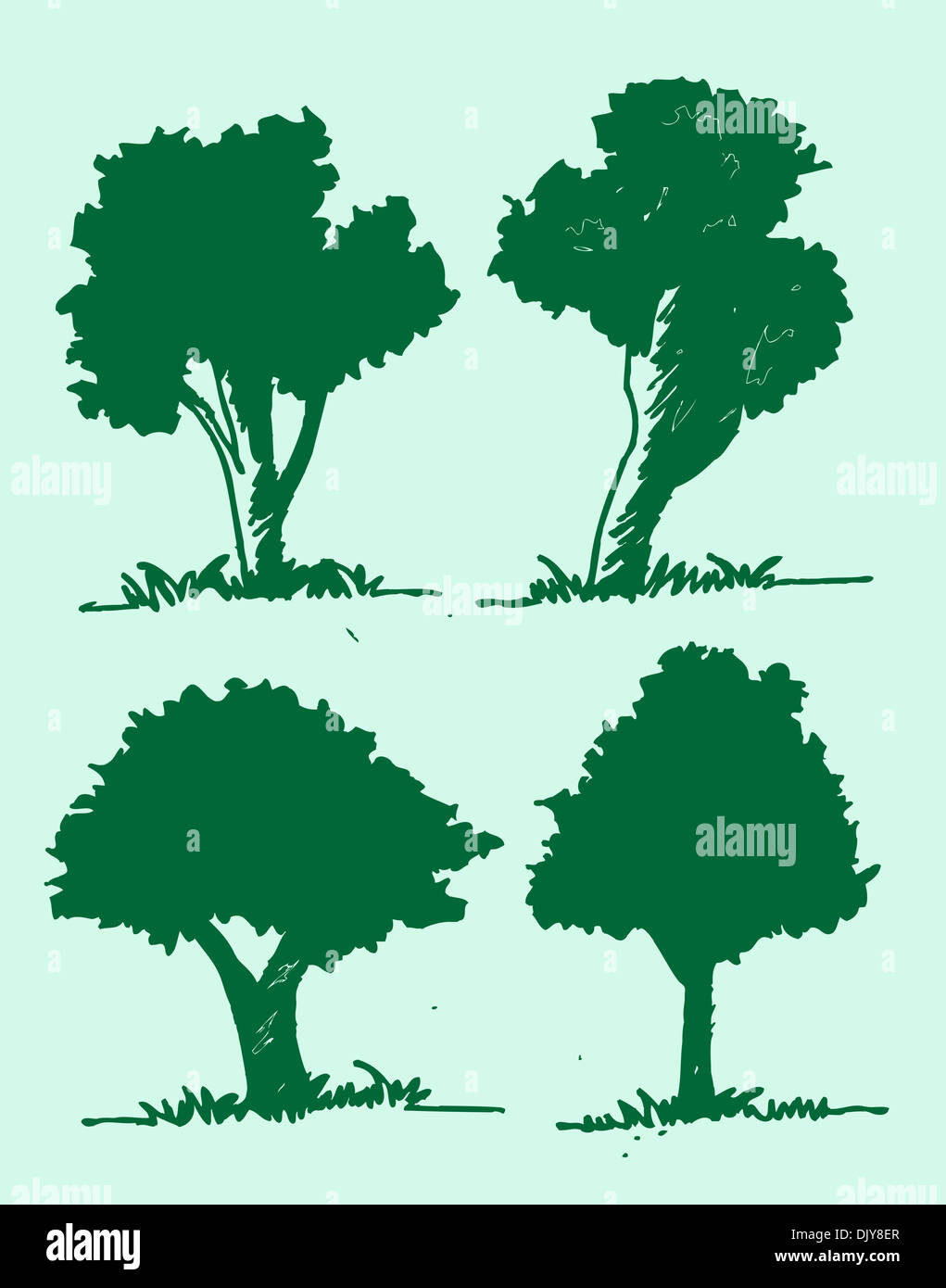 Set of trees with leaves Stock Photo - Alamy