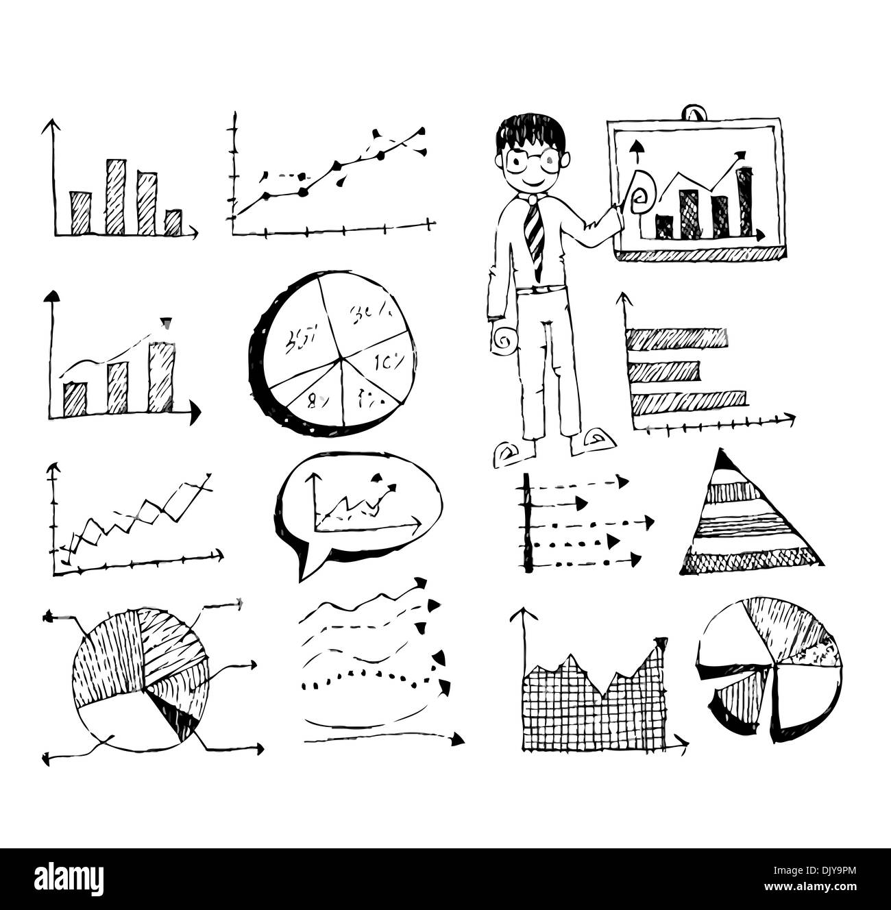 hand draw doodle charts Stock Photo - Alamy