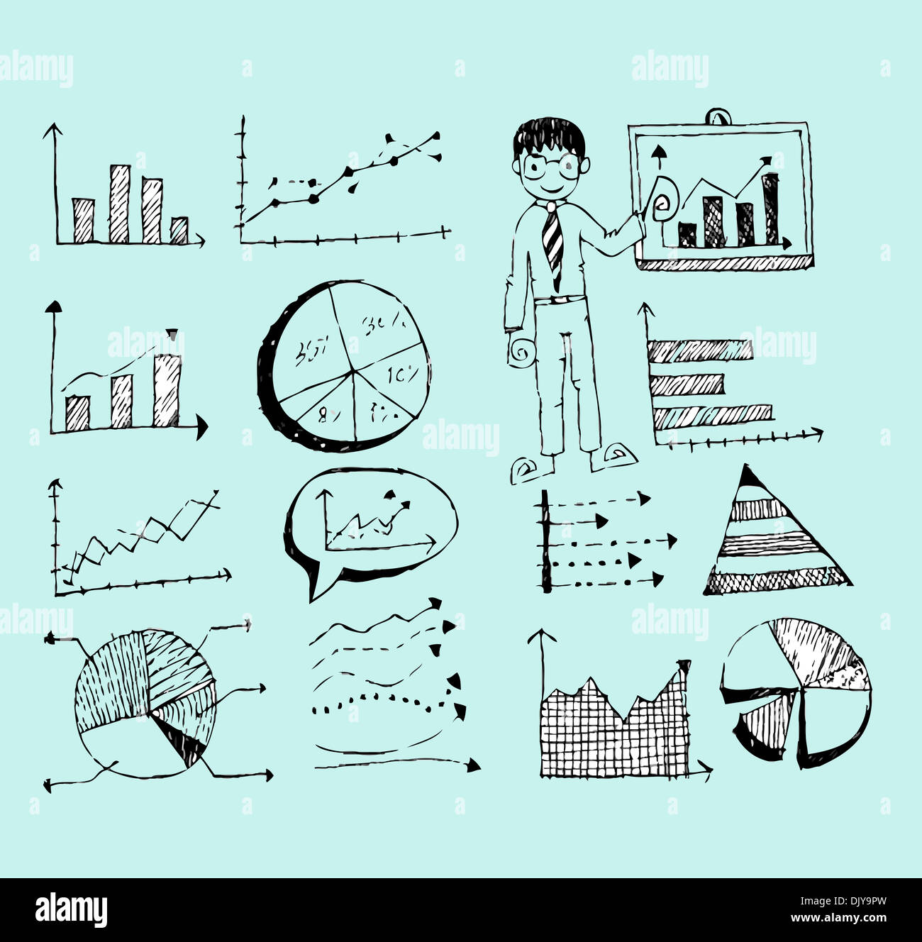 hand draw doodle charts Stock Photo - Alamy