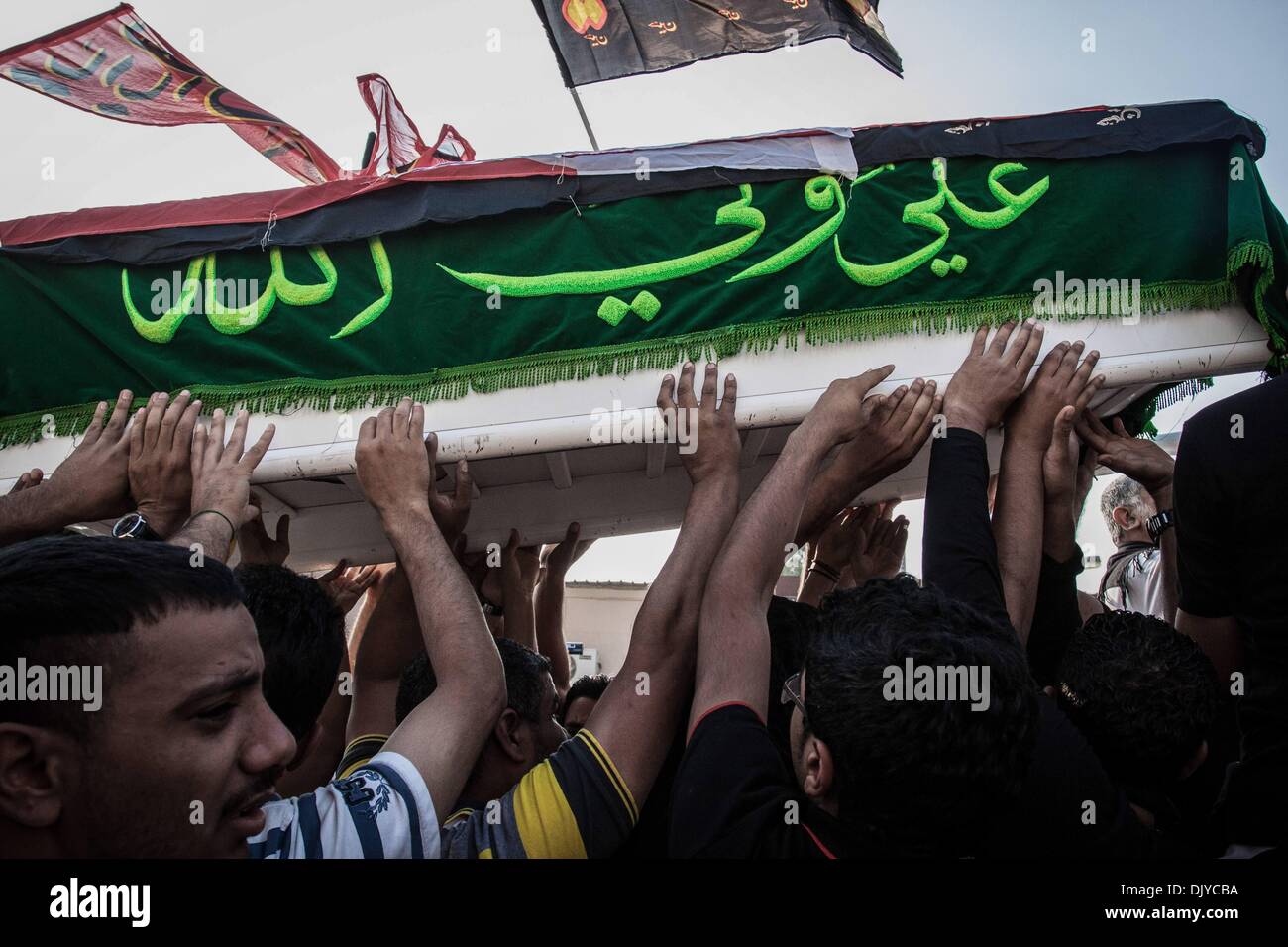 Sanabis, Bahrain. 30th Nov 2013. Funeral of Martyr Ahmed Ameer. Riot ...