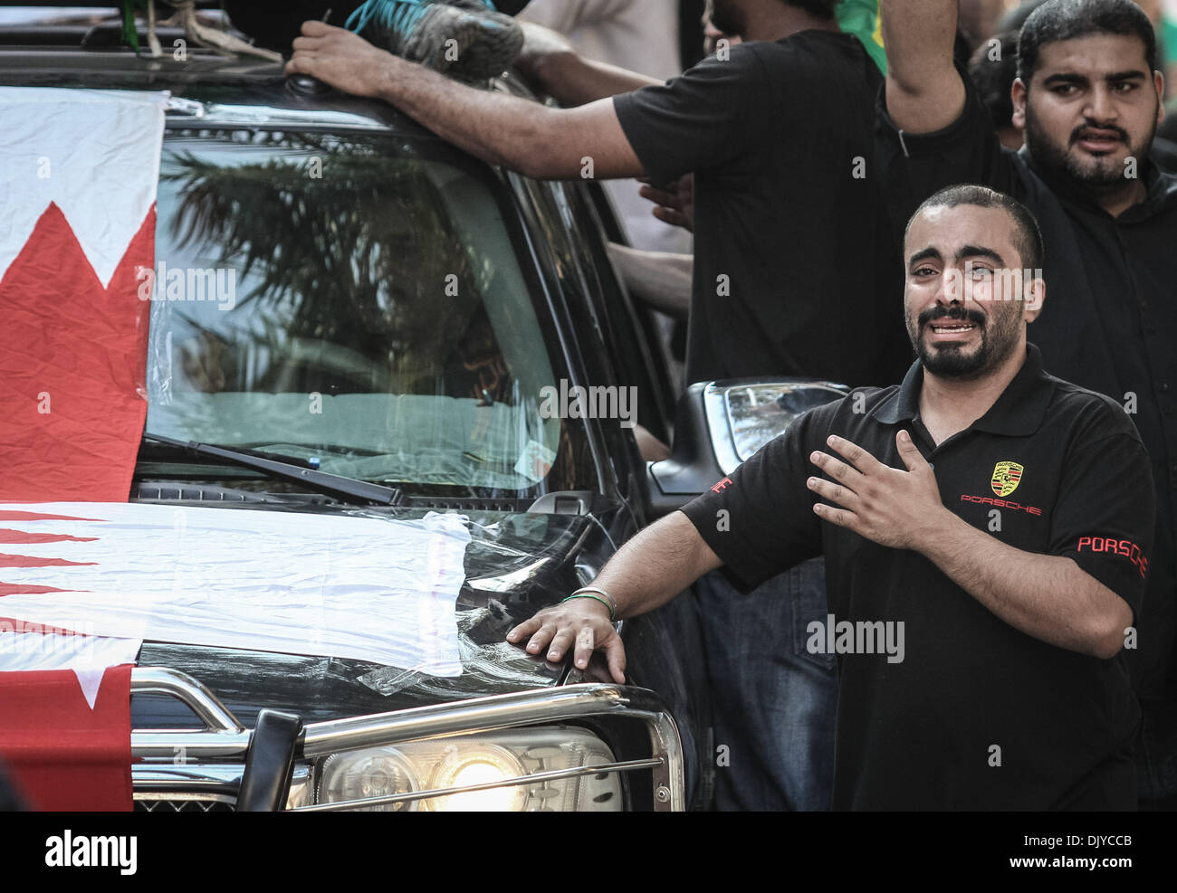 Sanabis, Bahrain. 30th Nov 2013. Funeral of Martyr Ahmed Ameer. Riot ...