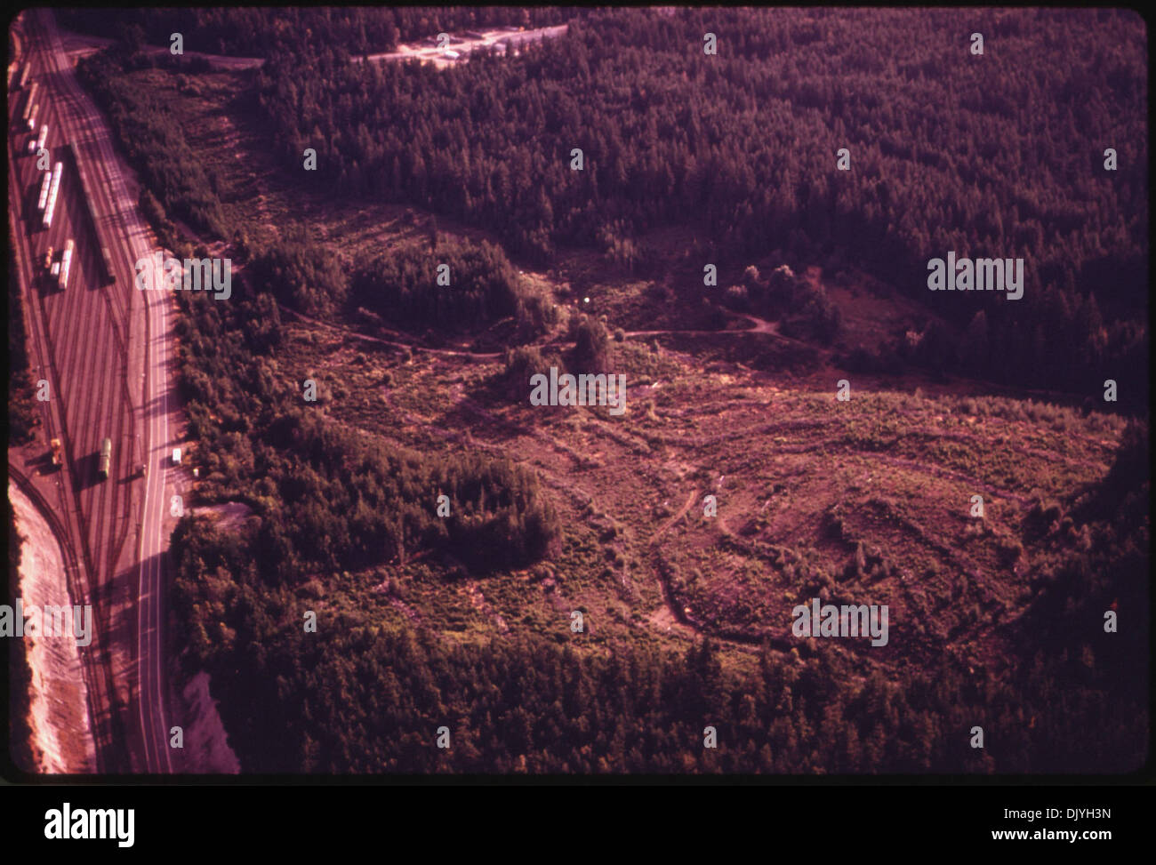 An aerial view of the Navy's Bangor Annex railroad switching yard ...