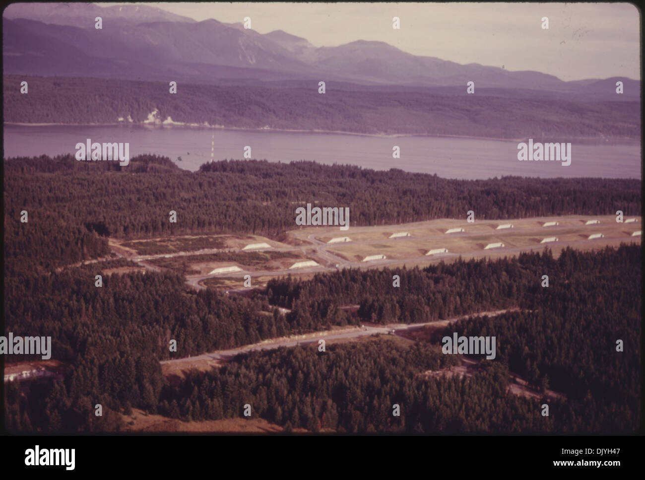 This aerial view shows the U.S. Navy Bangor Annex installation, with ...