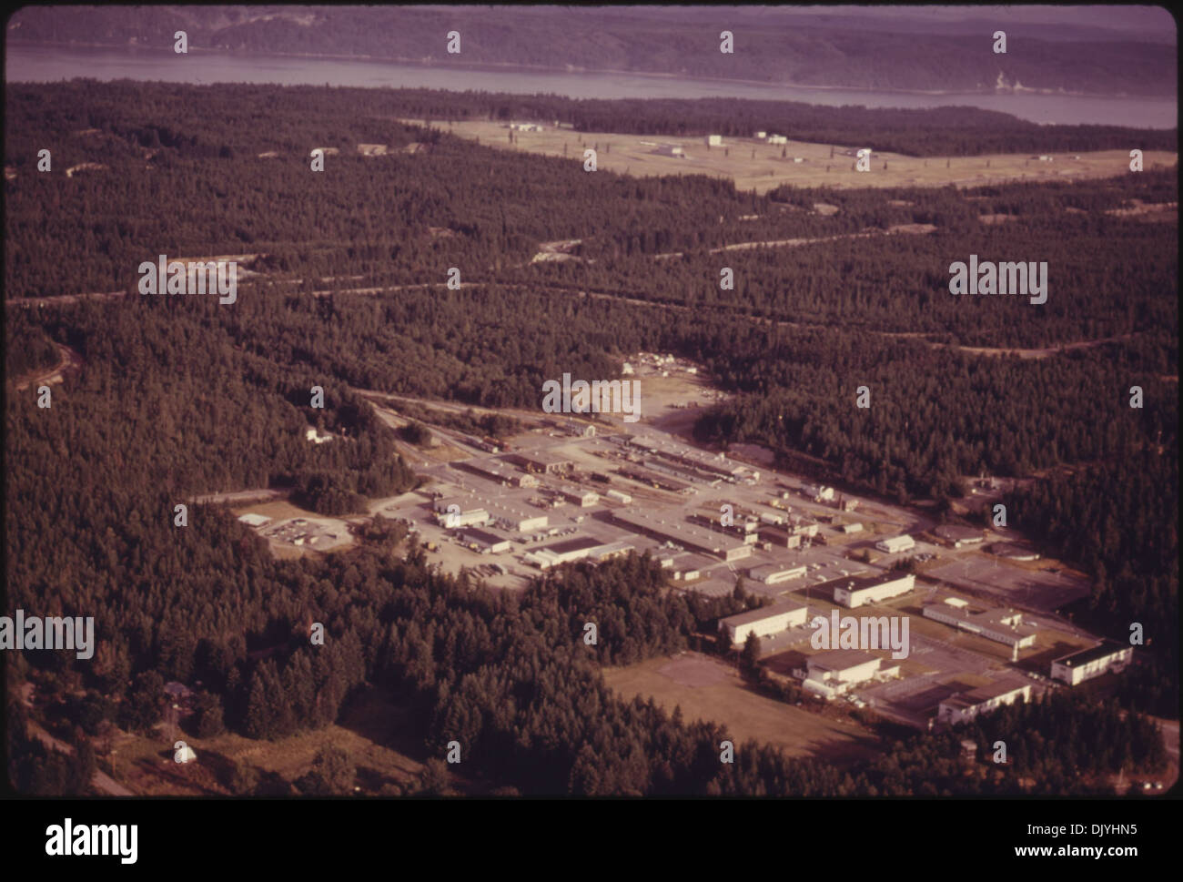 An aerial view of the Bangor Annex in Washington, showing the ...