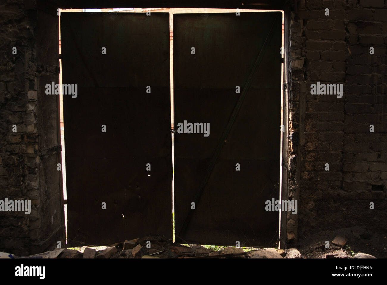 Heavy factory doors Stock Photo - Alamy