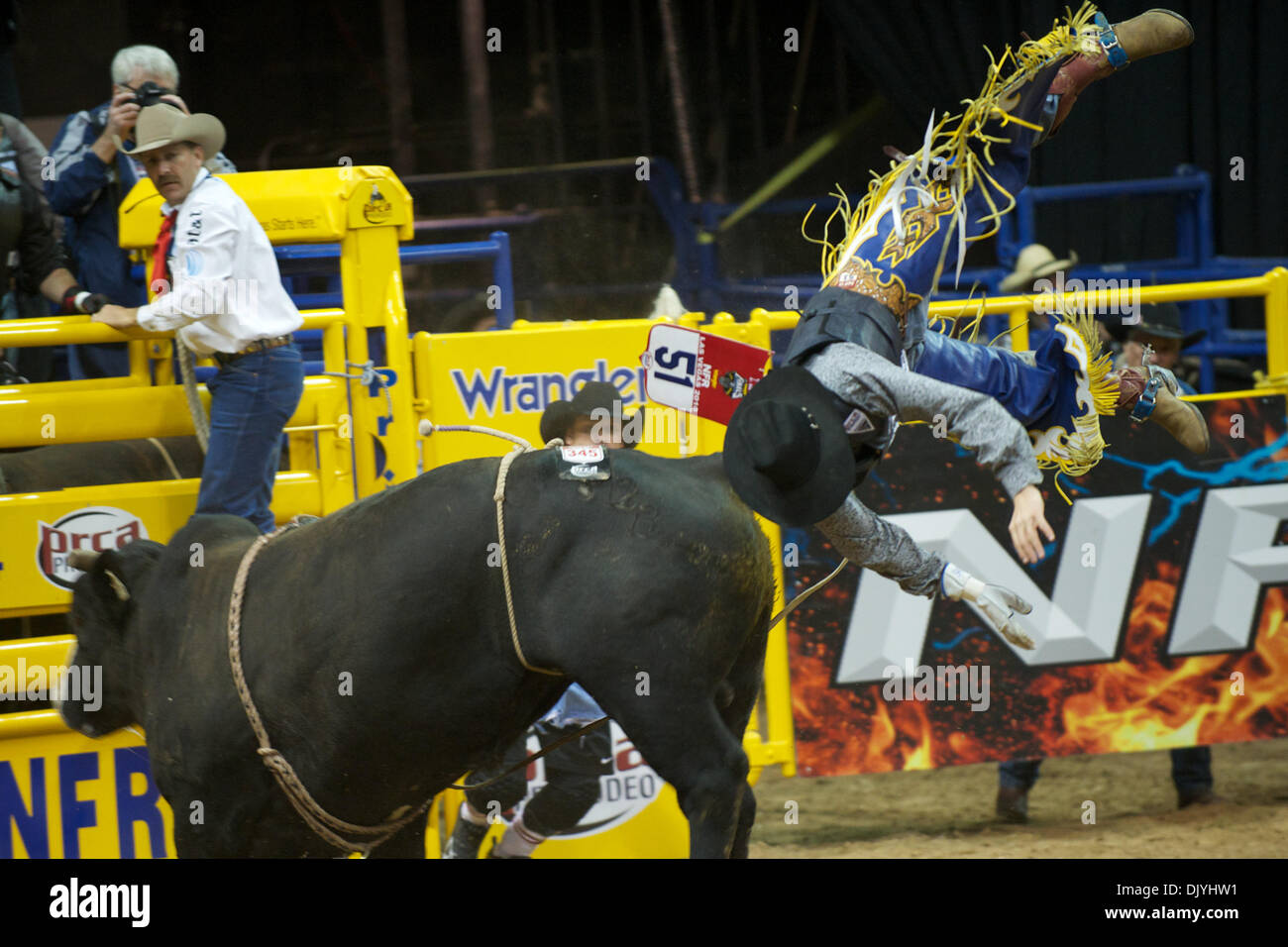 Cowboy bucked off bull hi-res stock photography and images - Alamy