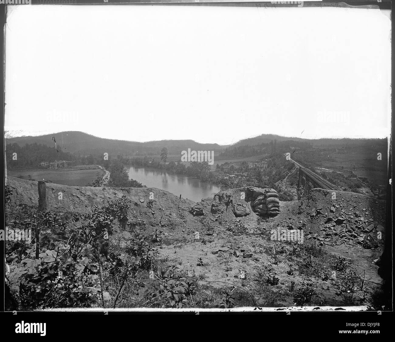A view of Allatoona Pass from the Etahwa River, Georgia, captured ...