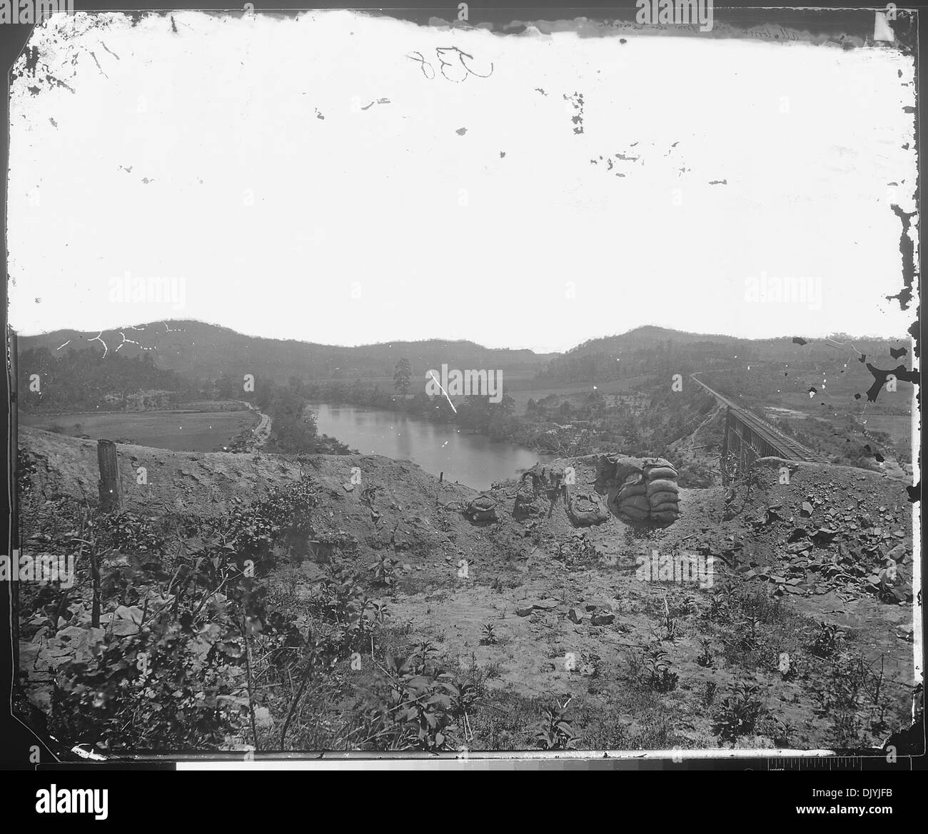 This historical photograph depicts Allatoona Pass, Georgia, in 1864 ...