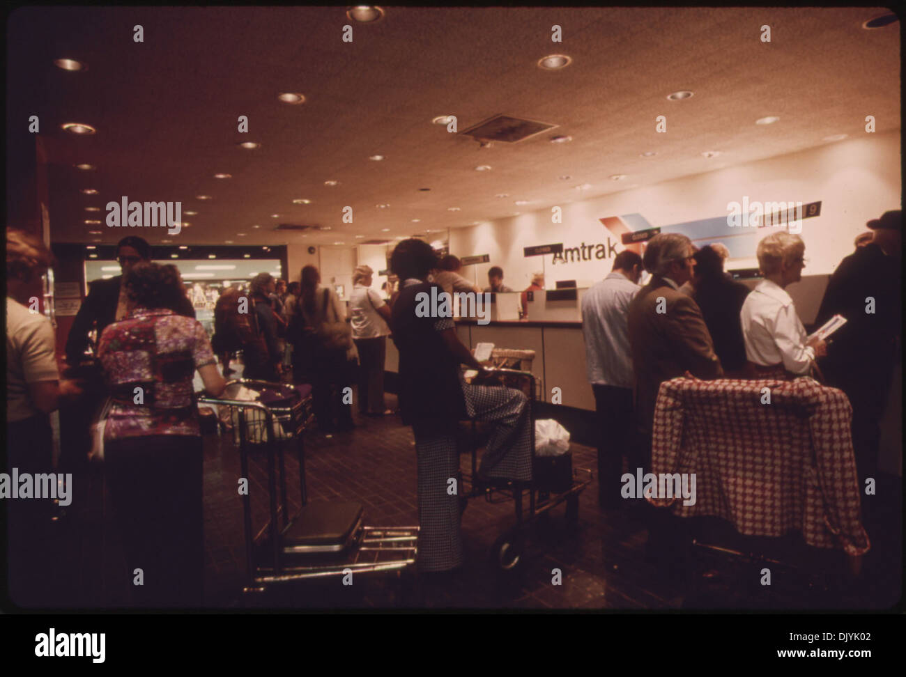 The AMTRAK information and ticket counter at Chicago's Union Station is ...