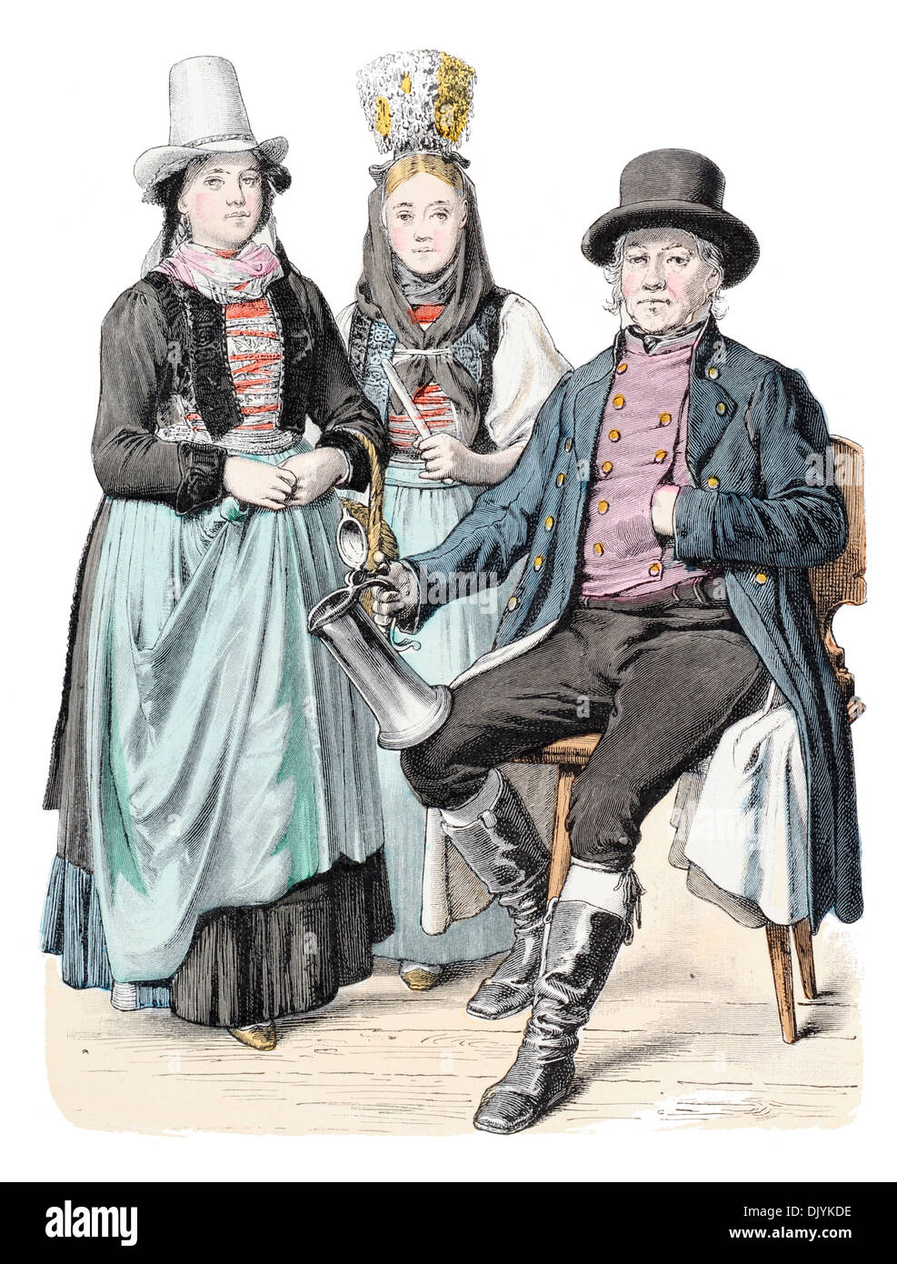 Late 19th century XIX 1800s Germany Costumes of Baden Baden Stock Photo ...