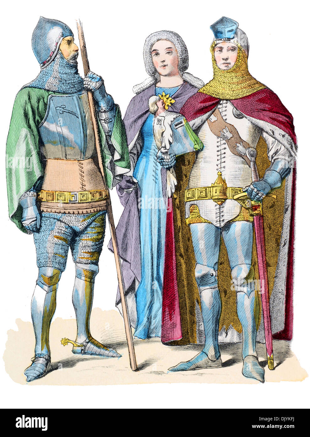 14th Century XIV 1300s Germany Nobles and Knights (Left to right ...