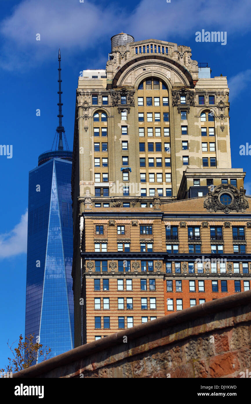Old traditional and new buildings including One World Trade Center ( 1 ...