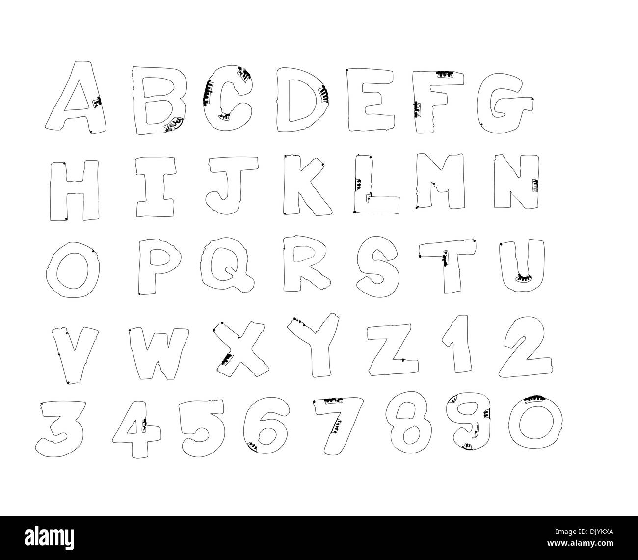 real Hand drawn letters font written with a pen Stock Photo - Alamy