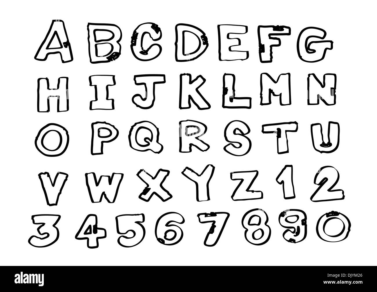 real Hand drawn letters font written with a pen Stock Photo - Alamy