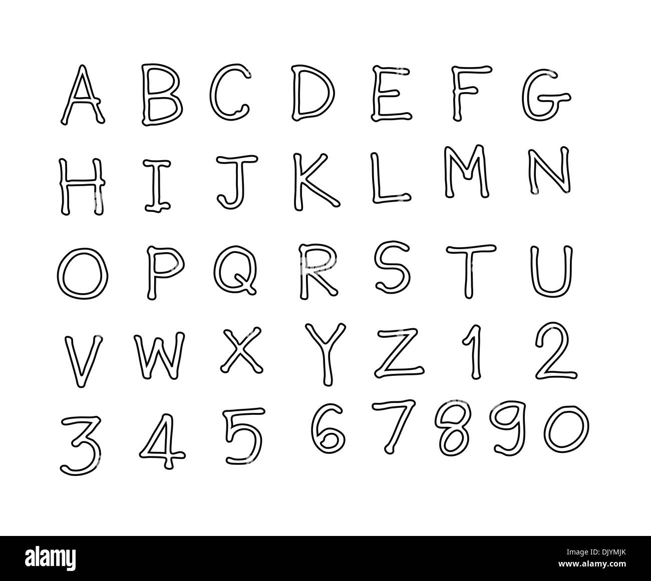 real Hand drawn letters font written with a pen Stock Photo - Alamy