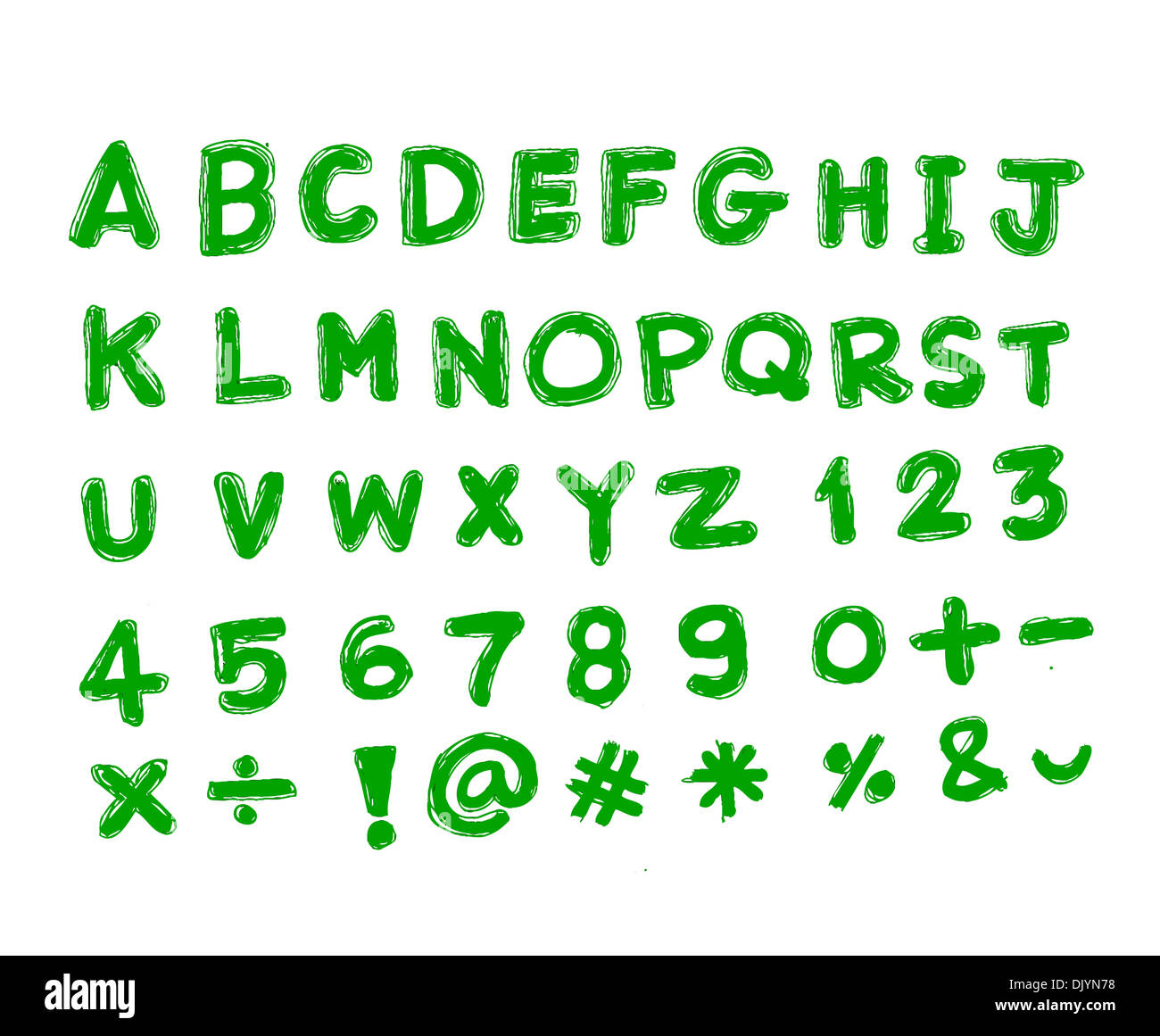 real Hand drawn letters font written with a pen Stock Photo - Alamy