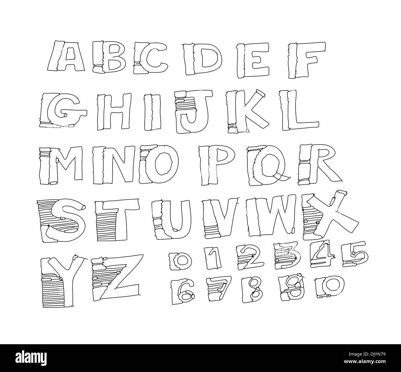 real Hand drawn letters font written with a pen Stock Photo - Alamy