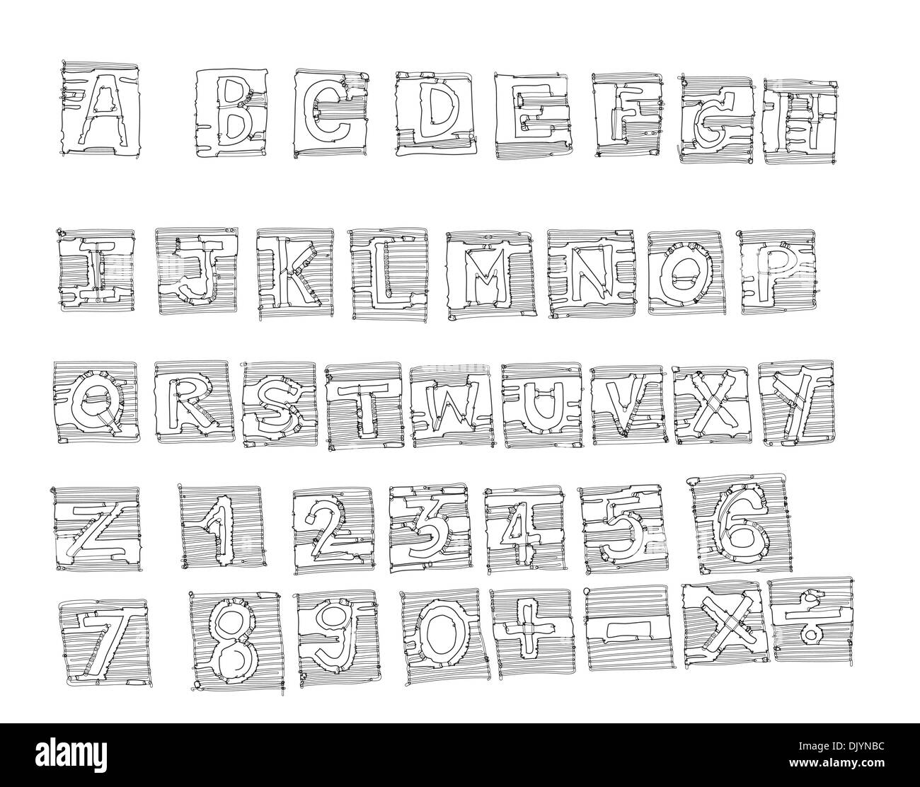 real Hand drawn letters font written with a pen Stock Photo - Alamy