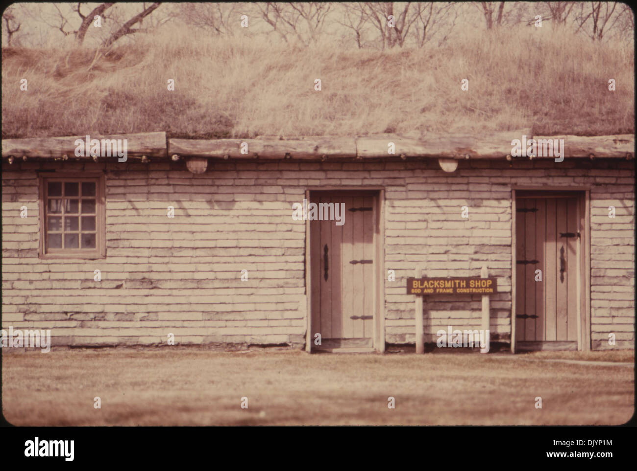 The blacksmith shop at Fort Kearny, Nebraska, constructed with sod and ...