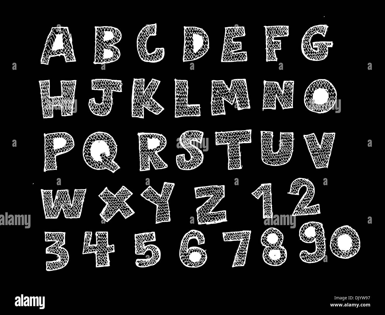 real Hand drawn letters font written with a pen Stock Photo - Alamy