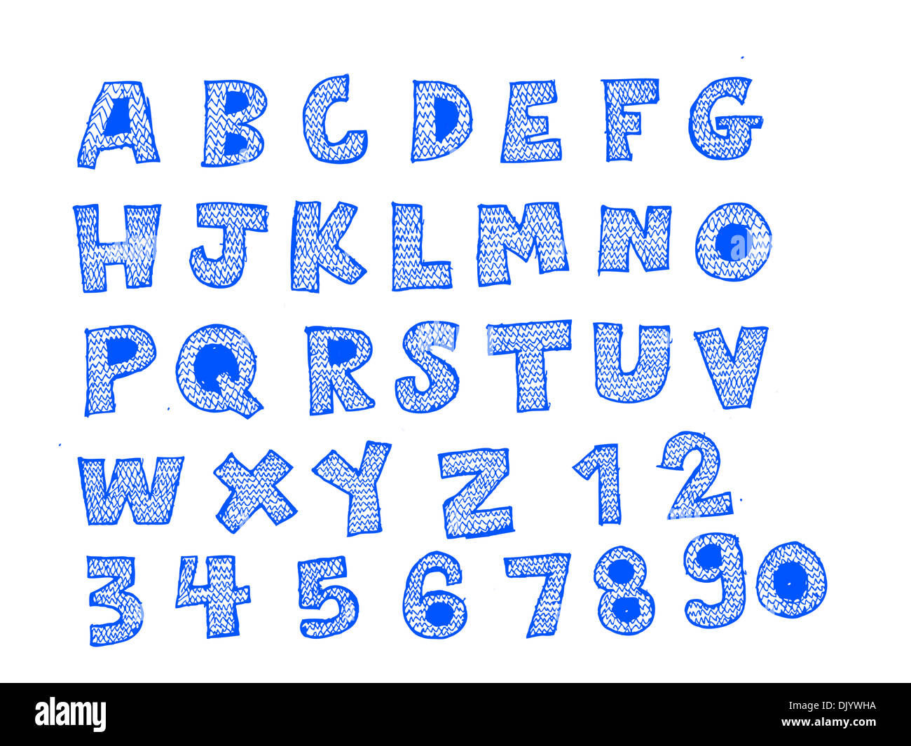 real Hand drawn letters font written with a pen Stock Photo - Alamy