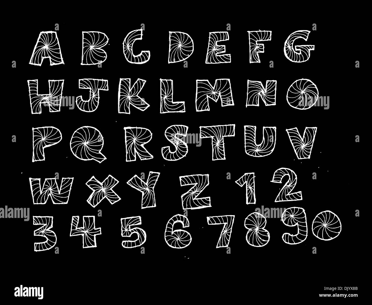 real Hand drawn letters font written with a pen Stock Photo - Alamy