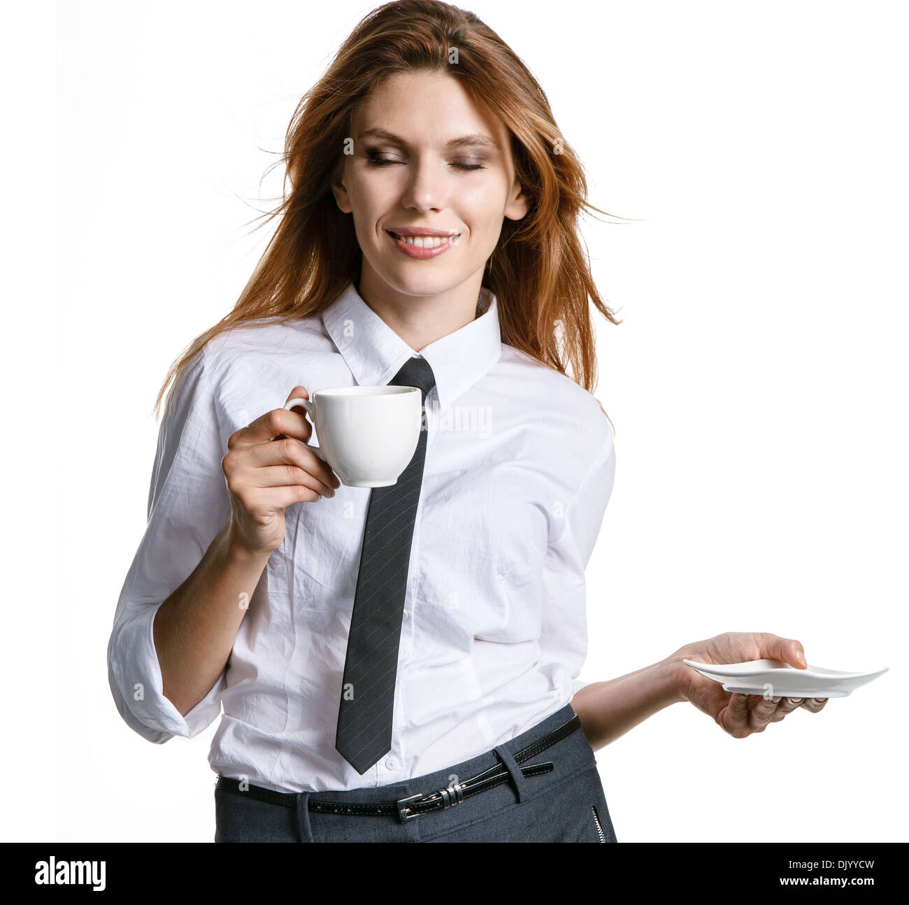 Charming gestures with cup of tea Stock Photo - Alamy