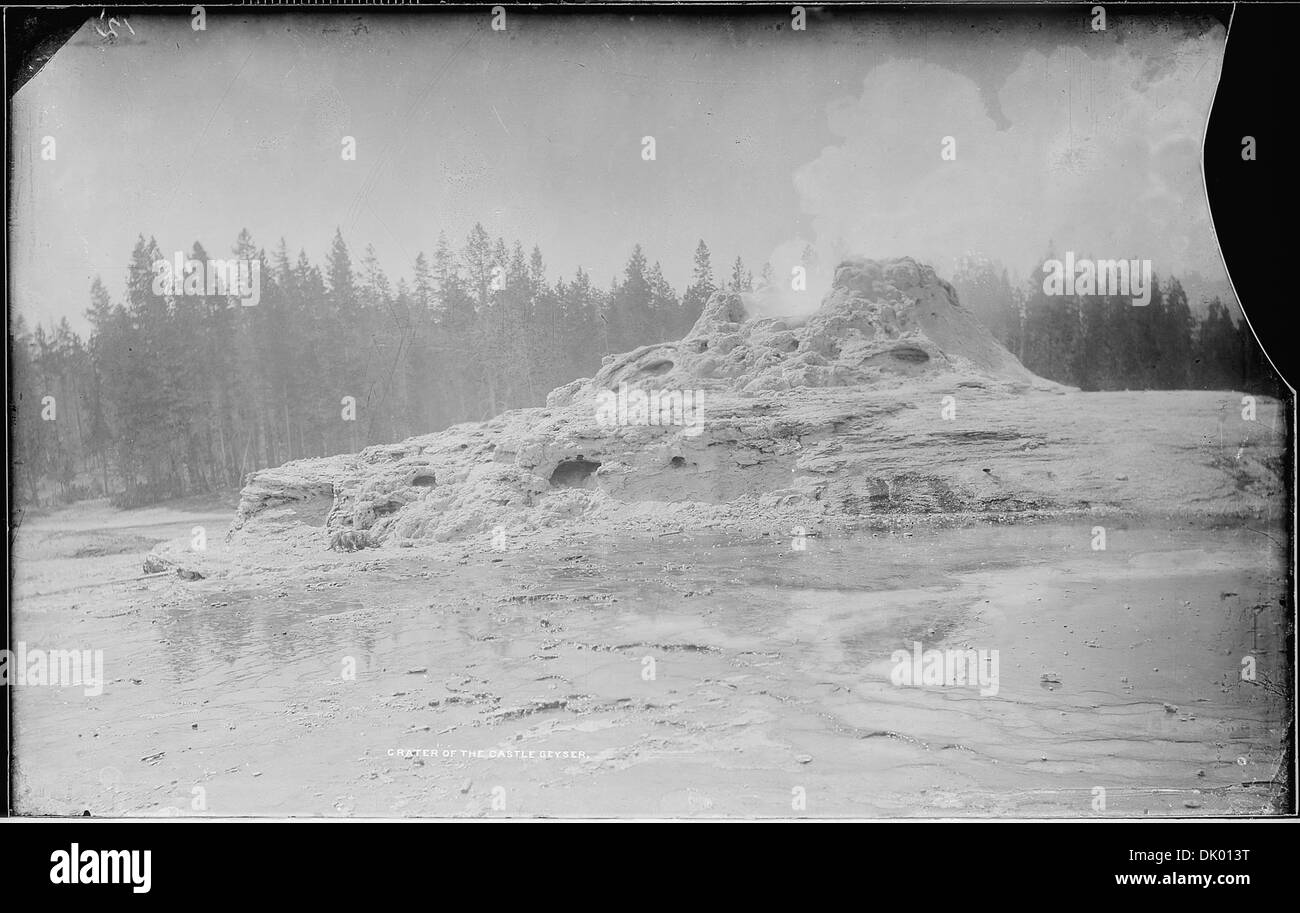 The crater of the Castle Geyser in Yellowstone National Park is a ...