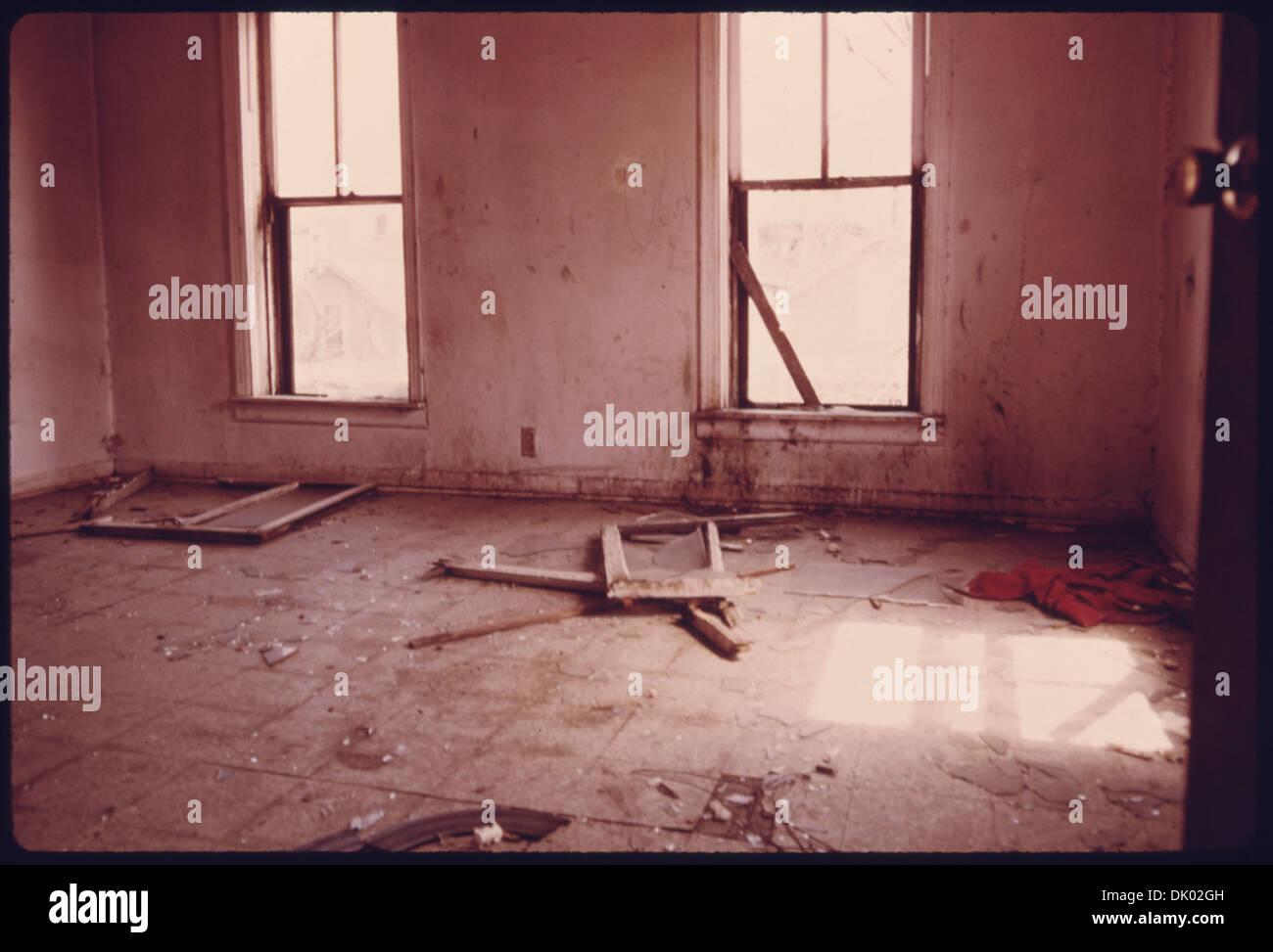 An empty upstairs bedroom in a house vacated by the Ernest Watkins ...