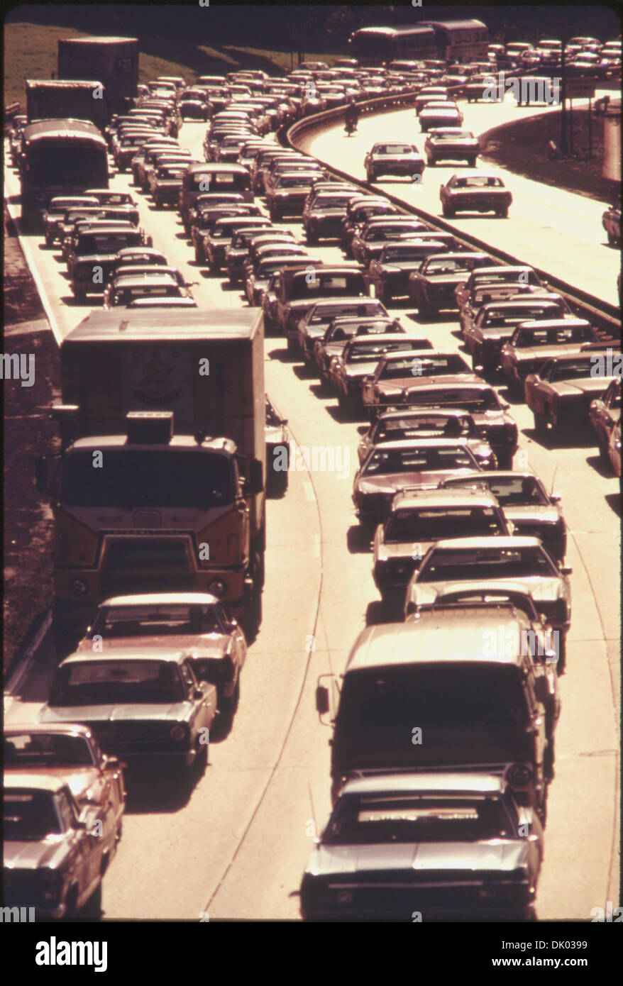 Evening rush hour traffic on Parkway East in Pittsburgh, Pennsylvania ...