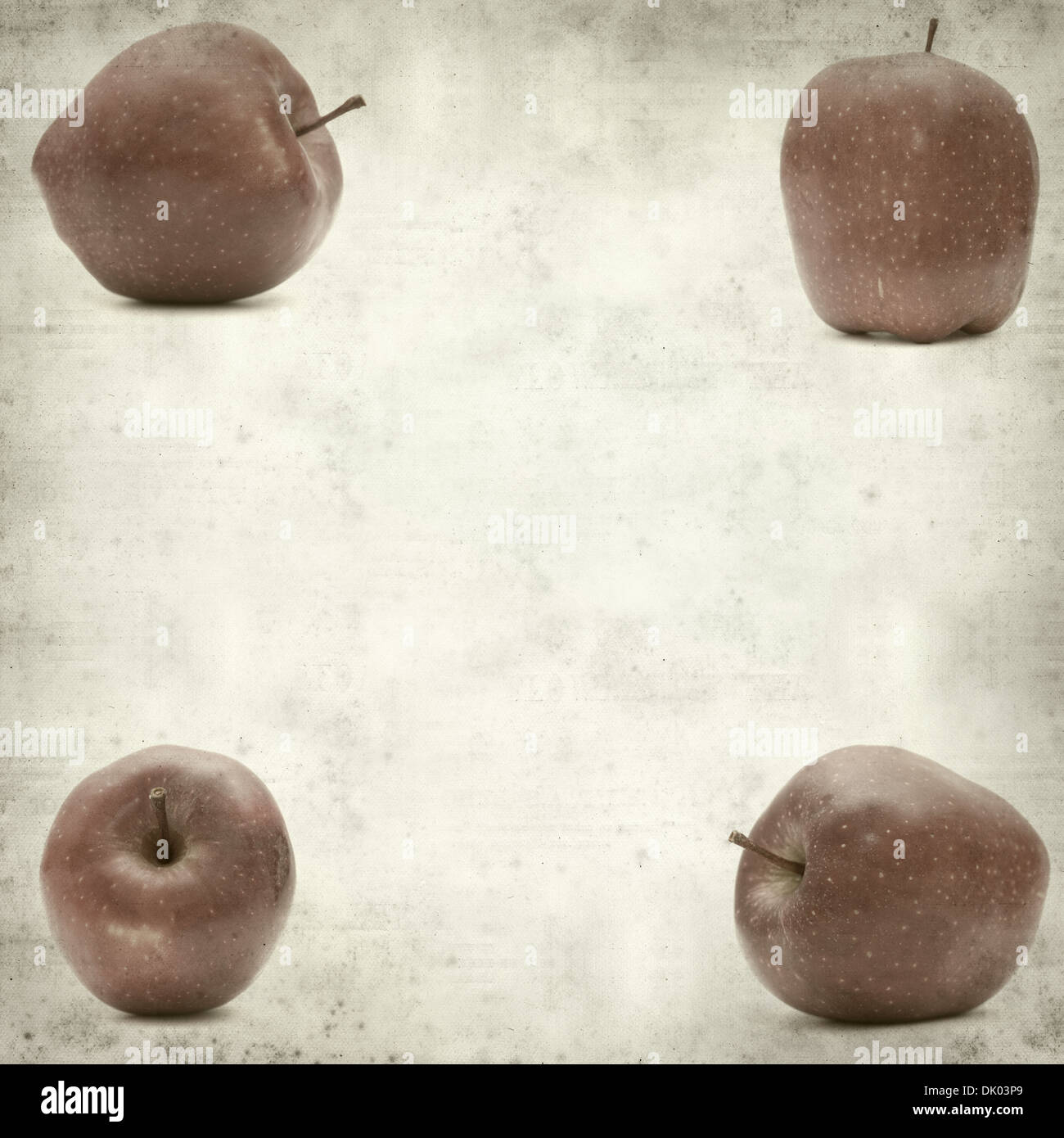 textured old paper background with red apple Stock Photo - Alamy