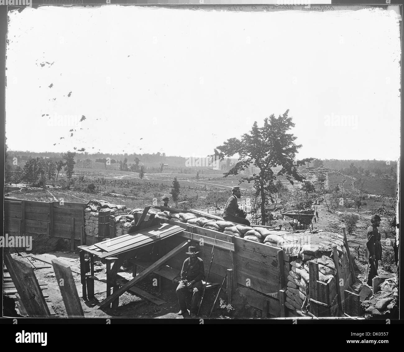 This image depicts the fortifications constructed during the Civil War ...