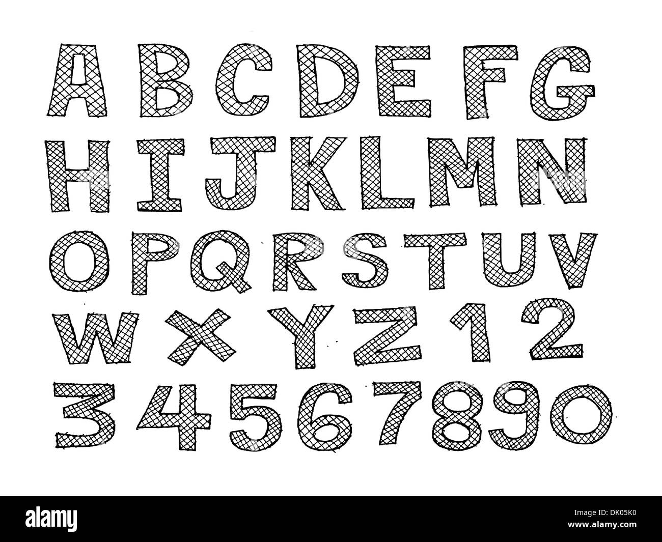 real Hand drawn letters font written with a pen Stock Photo - Alamy