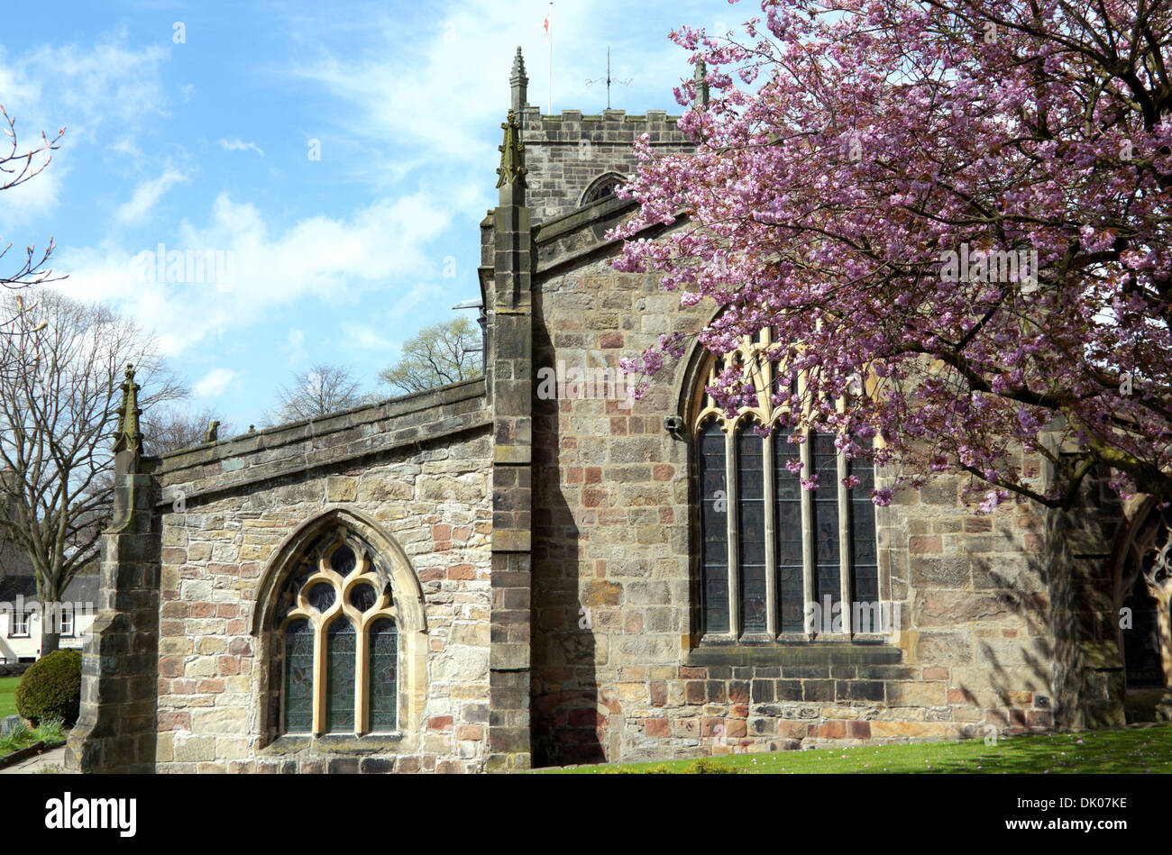 Spring blossoms in the garden of Holy Trinity Church in Skipton, North ...