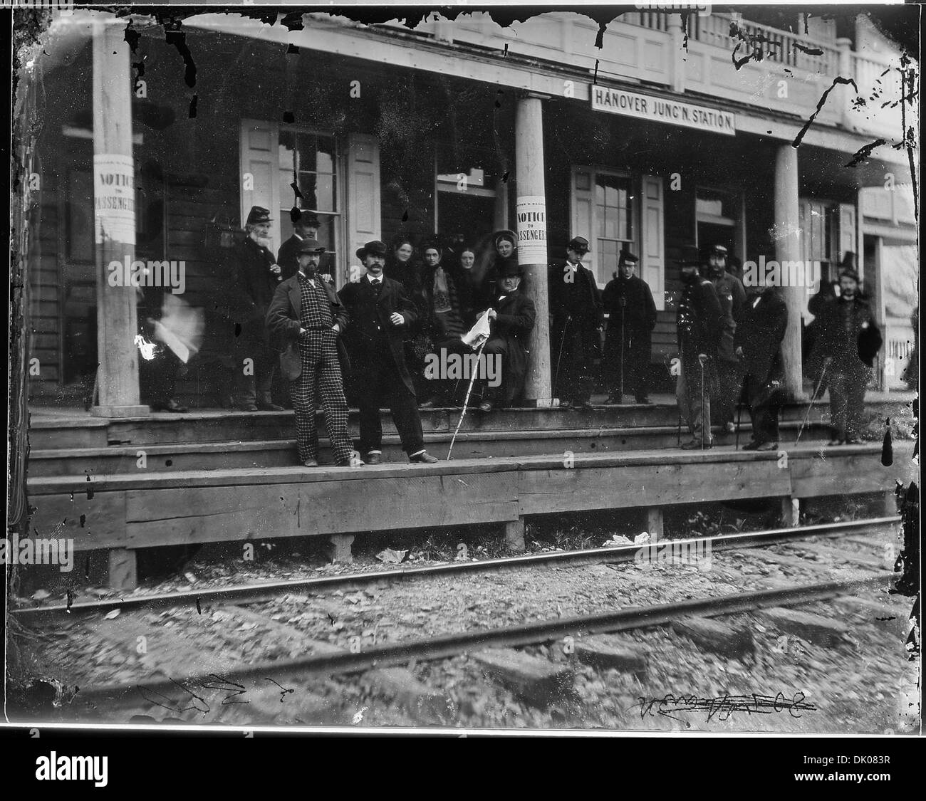 A historic photograph of Hanover Junction, Pennsylvania, in 1865 ...