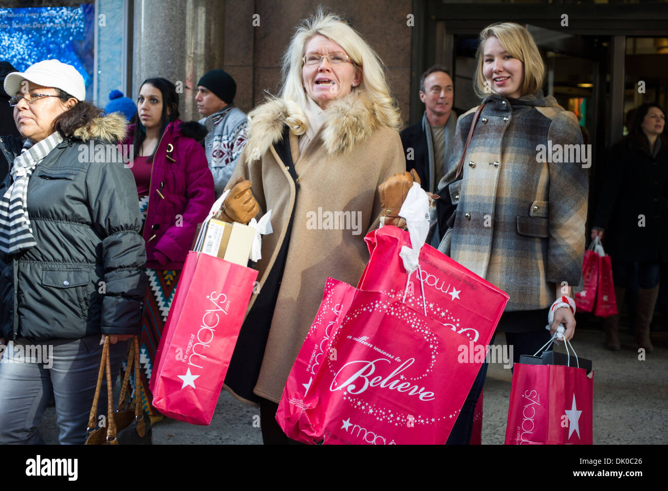 Shoppers in Herald Square outside Macy's Herald Square flagship store ...