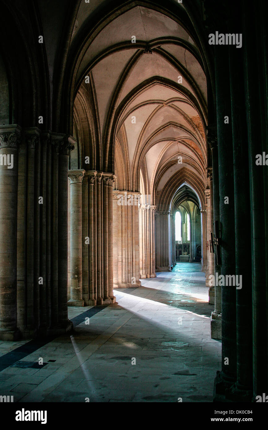Interior view of the Bayeux Cathedral in the medieval town of Bayeux ...