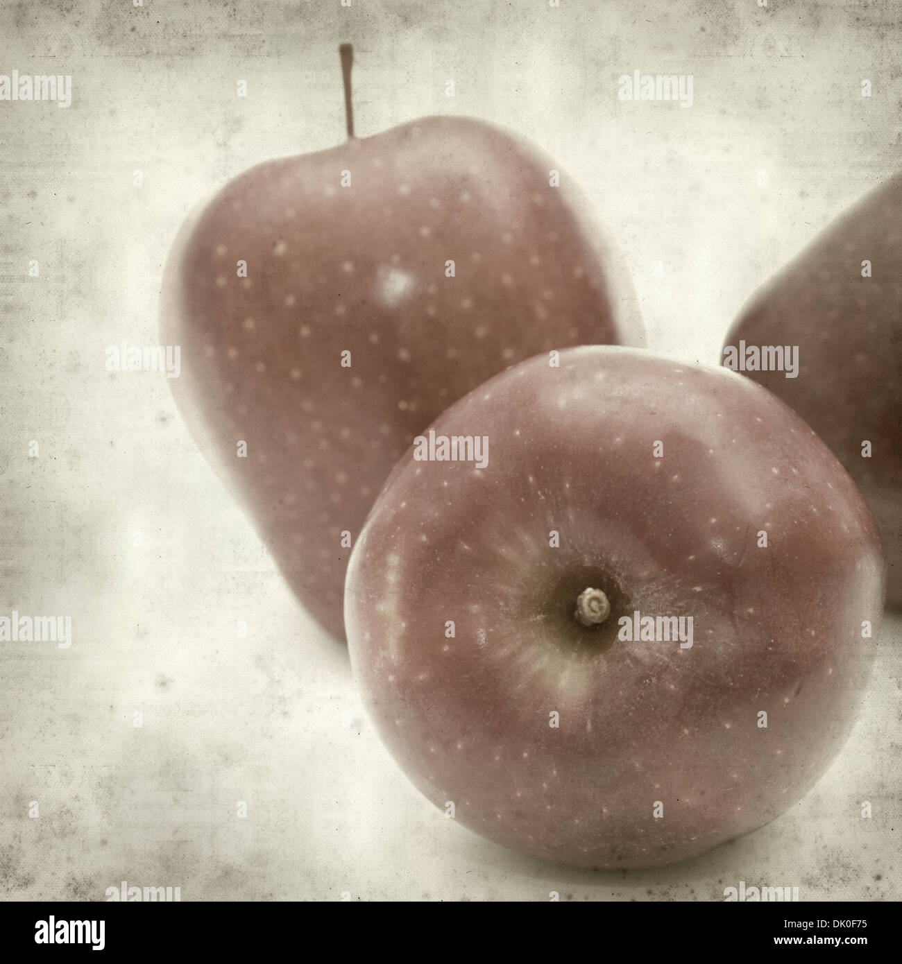 textured old paper background with red apple Stock Photo - Alamy