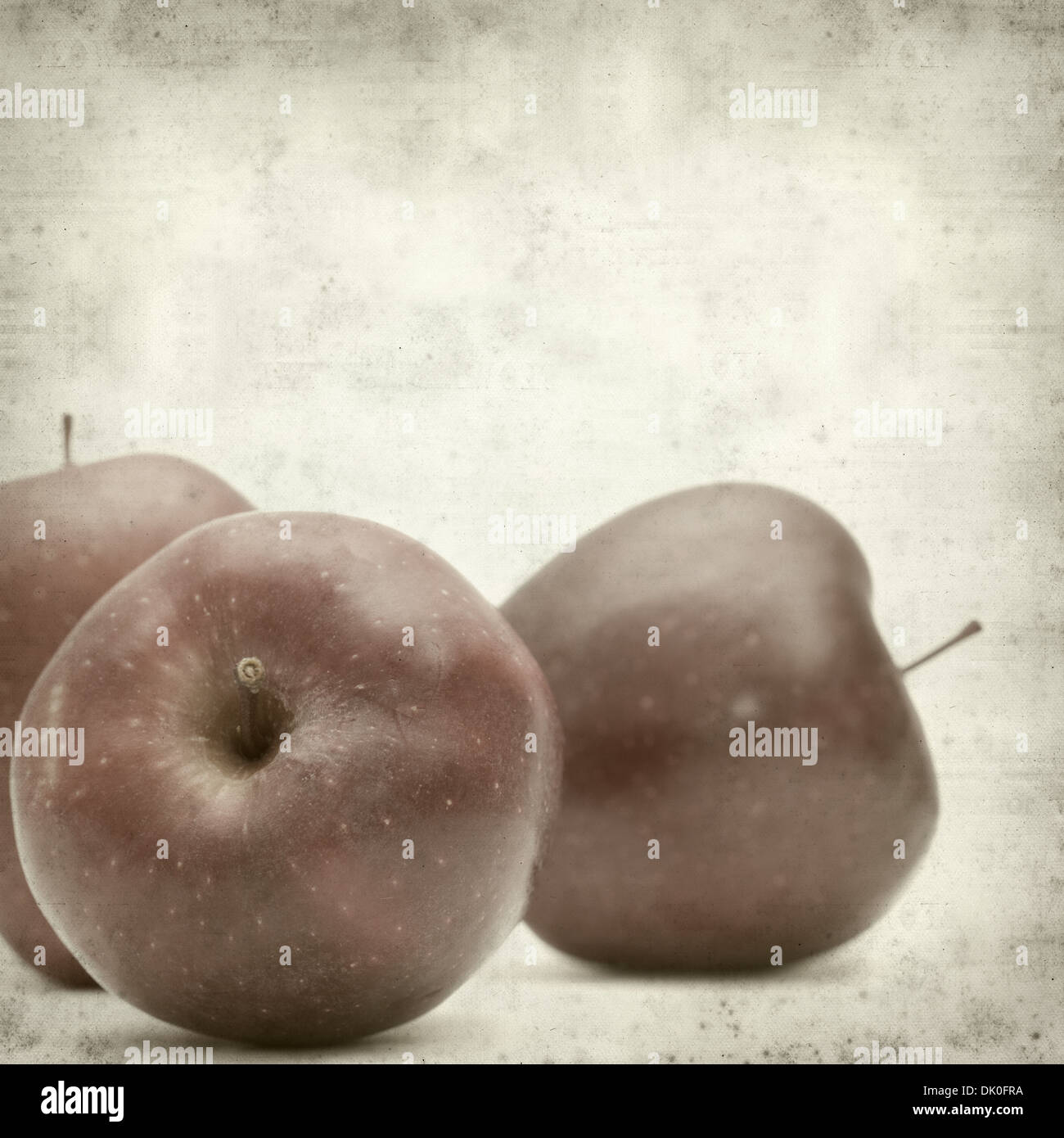 textured old paper background with red apple Stock Photo - Alamy