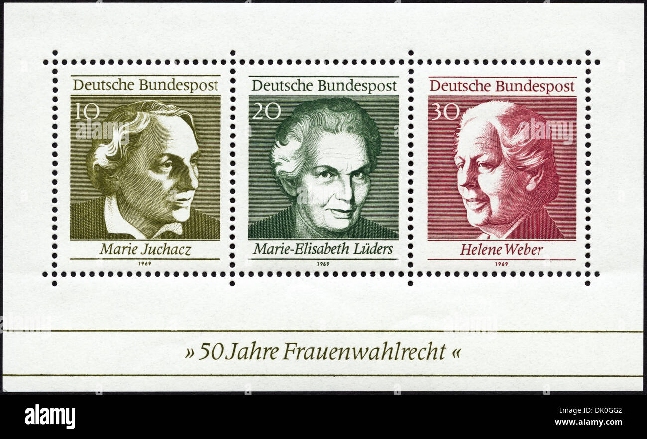postage stamp Germany featuring 50th Anniversary of Women's Sufferage ...