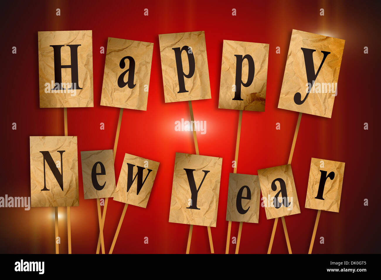 Happy New Year text cut out letters Stock Photo - Alamy