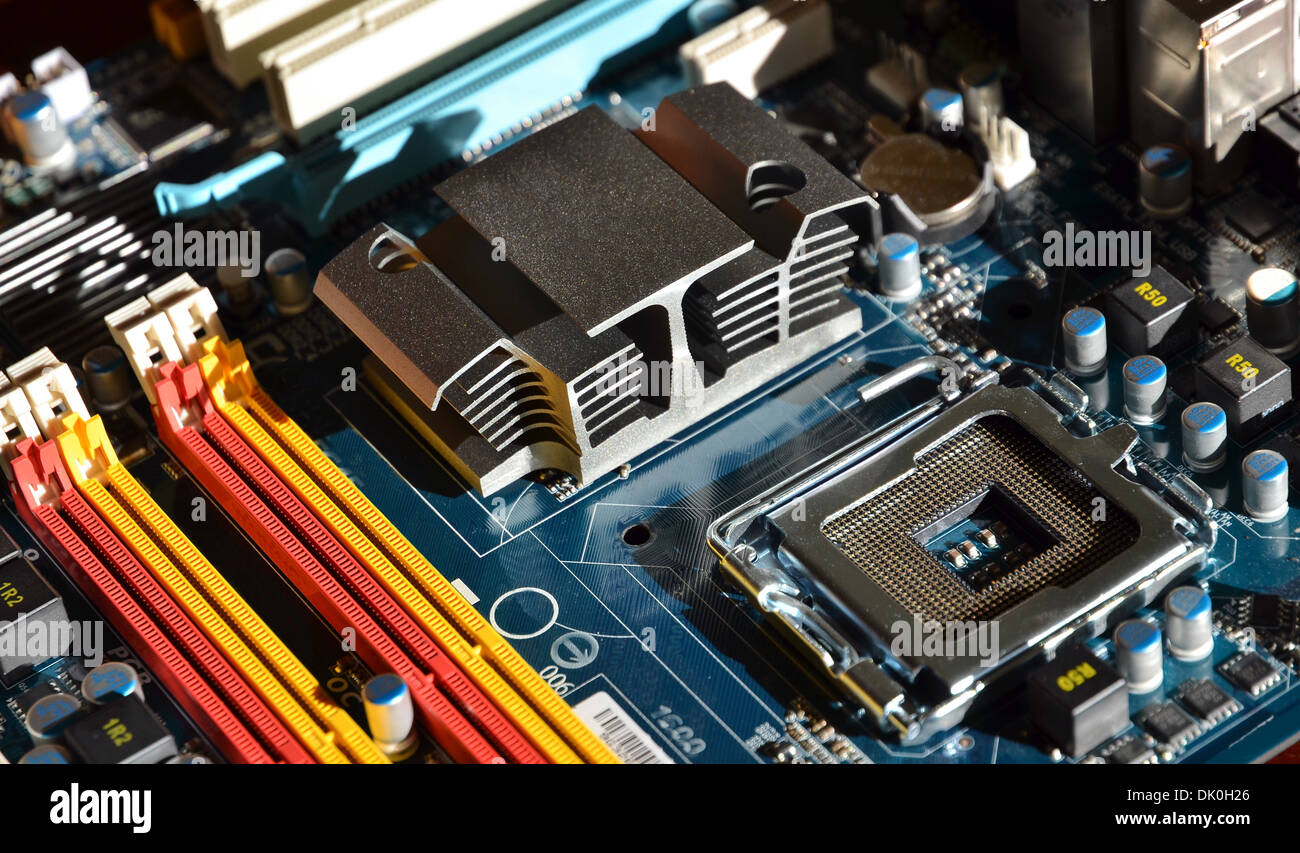 Computer mainboard detail memory socket Stock Photo - Alamy