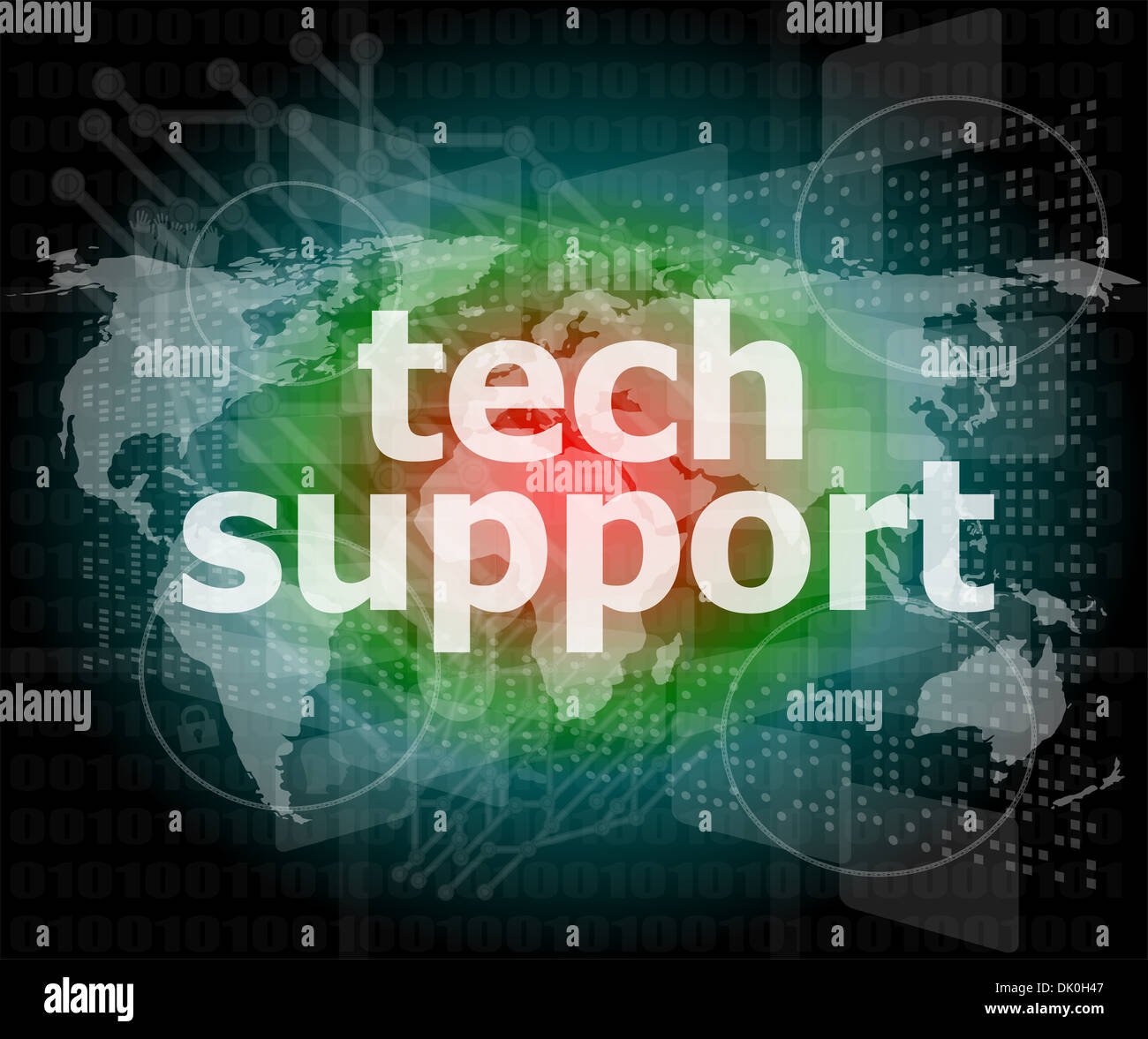 tech support text on digital touch screen - business concept Stock ...