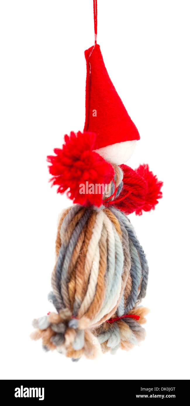 traditional simple decoration - clown made of remains of wool yarn ...