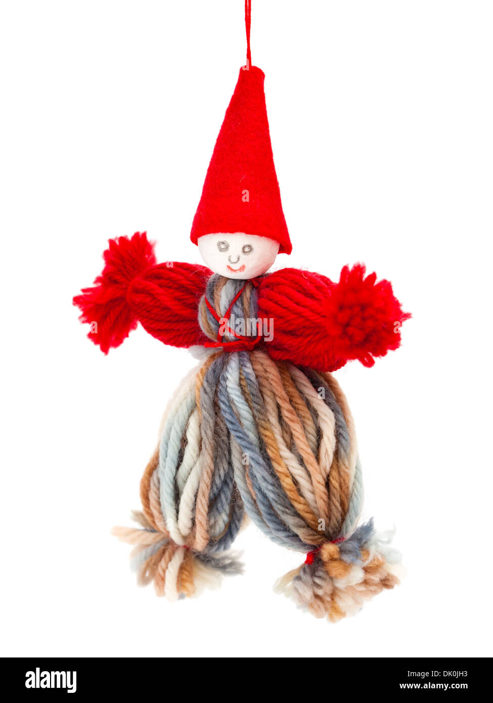 traditional simple decoration - clown made of remains of wool yarn ...
