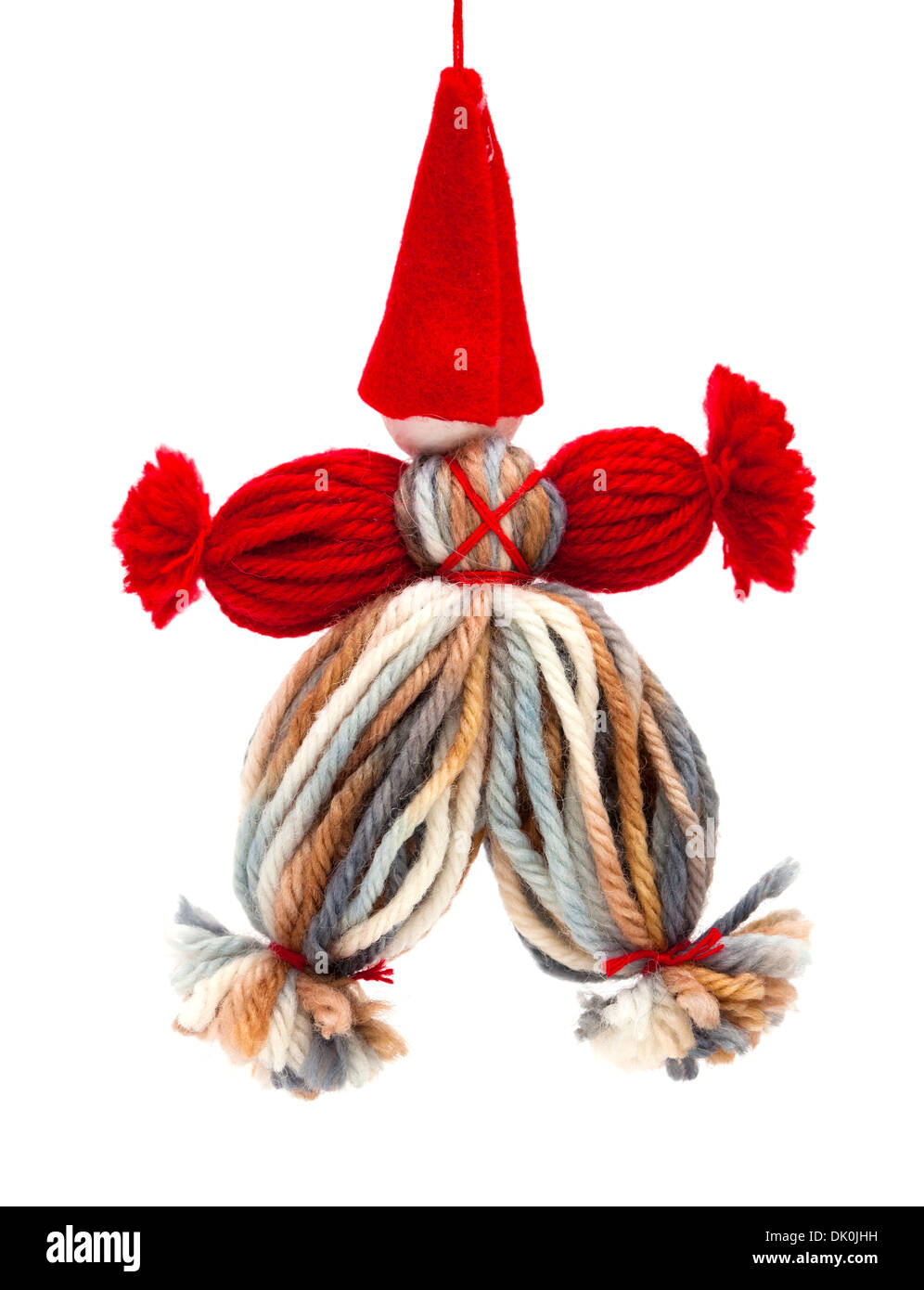 traditional simple decoration - clown made of remains of wool yarn ...