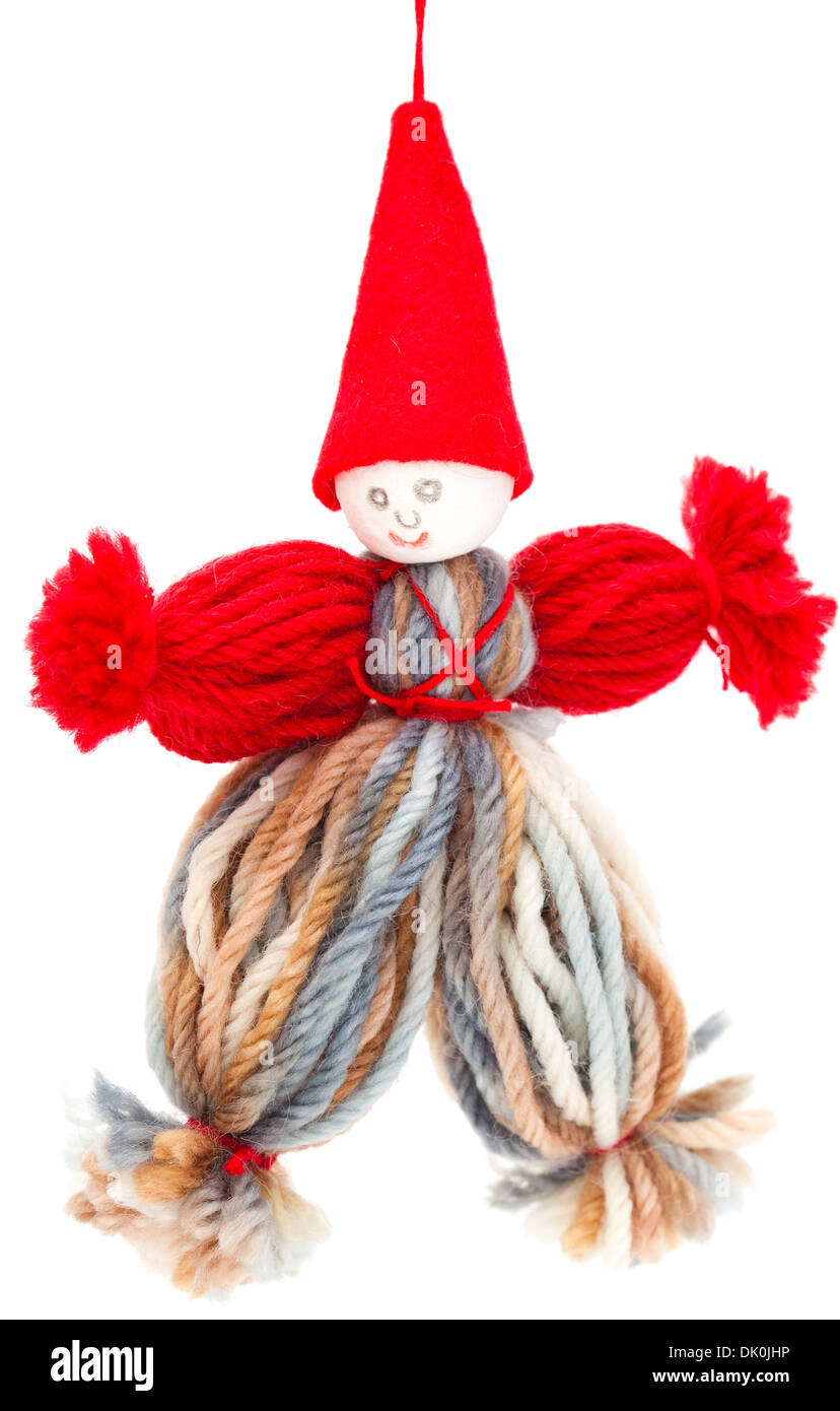 traditional simple decoration - clown made of remains of wool yarn ...