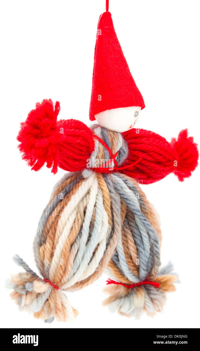 traditional simple decoration - clown made of remains of wool yarn ...