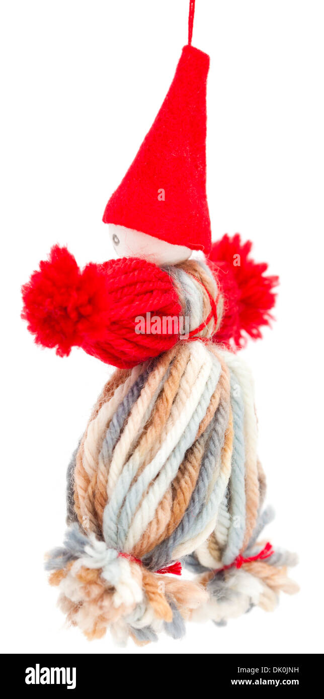 traditional simple decoration - clown made of remains of wool yarn ...