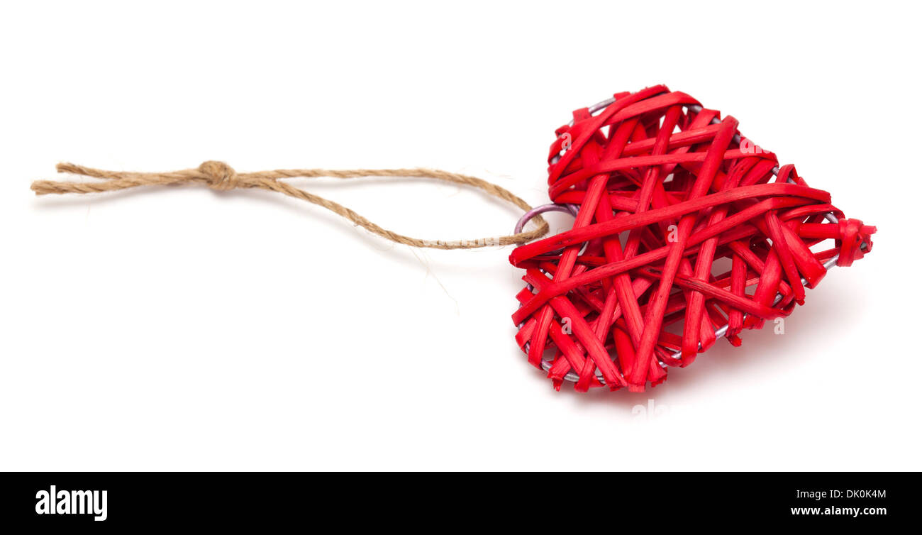 red straw heart isolated on white Stock Photo - Alamy